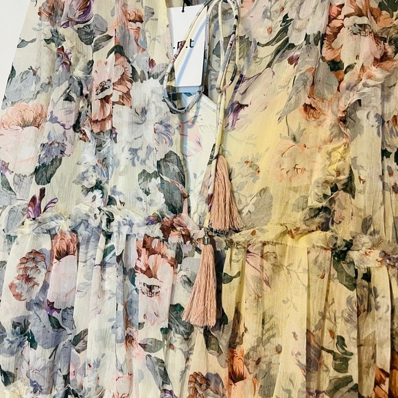 o.p.t | Dresses | Nwt Opt Pastel Cream Floral Boho Chic Peasant Midi ...